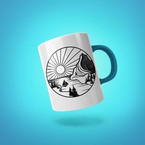 Sunset Svg Dxf Pdf Laser Cut Files Mountains and Sun Metal Wall Art Svg ...