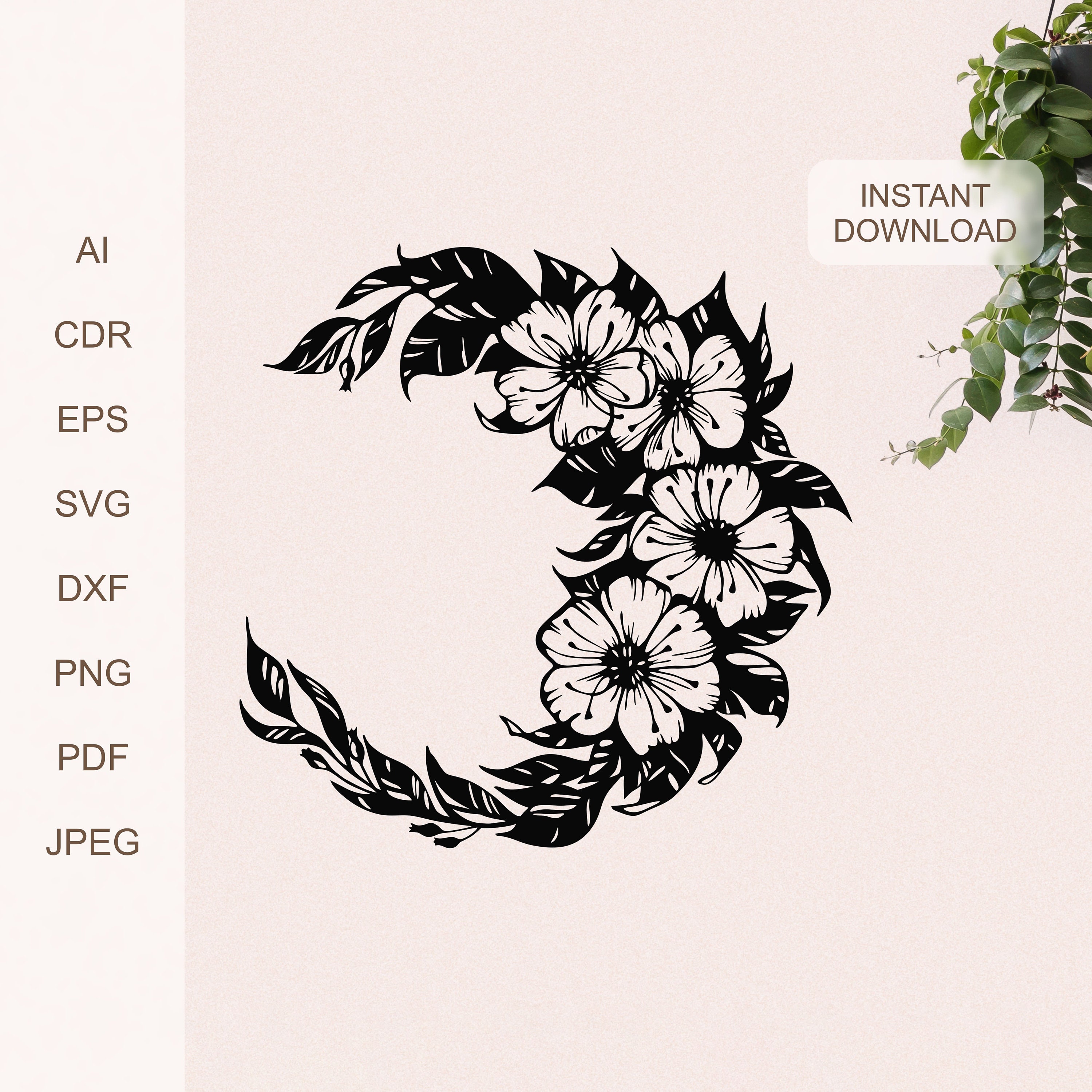 Crescent Moon Svg DXF Pdf Eps File Laser Cut Files Svg Files - Etsy