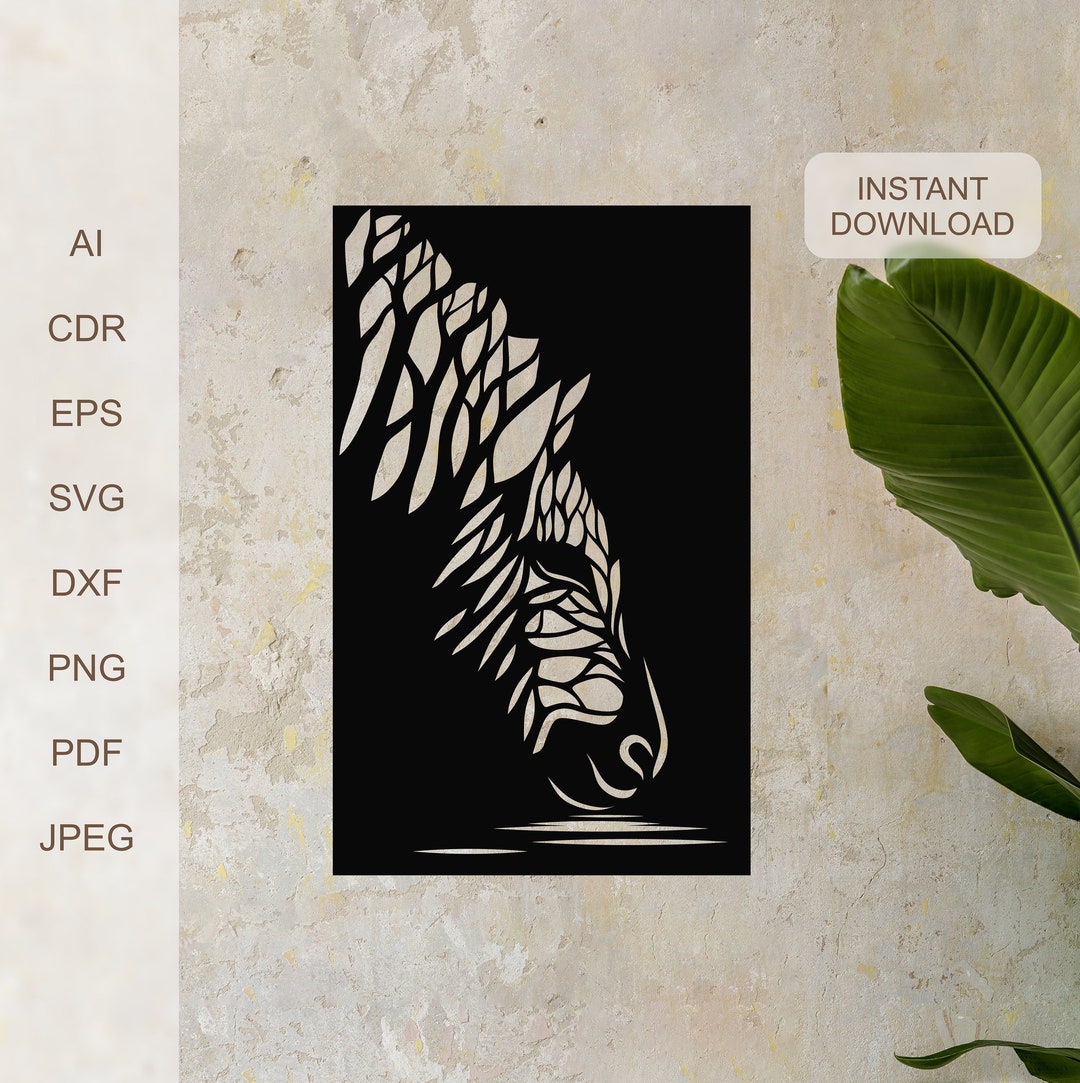 Zebra Svg Dxf Pdf Eps Cdr Laser Cut Files Horse Trees Silhouette Svg ...