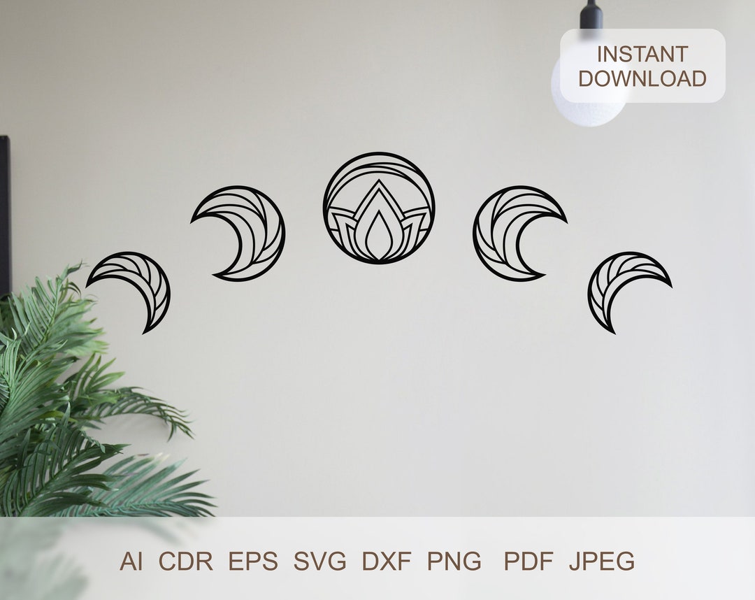 Moon Phases Svg Dxf Laser Cut Files Svg Files for Cricut Dxf Files for ...