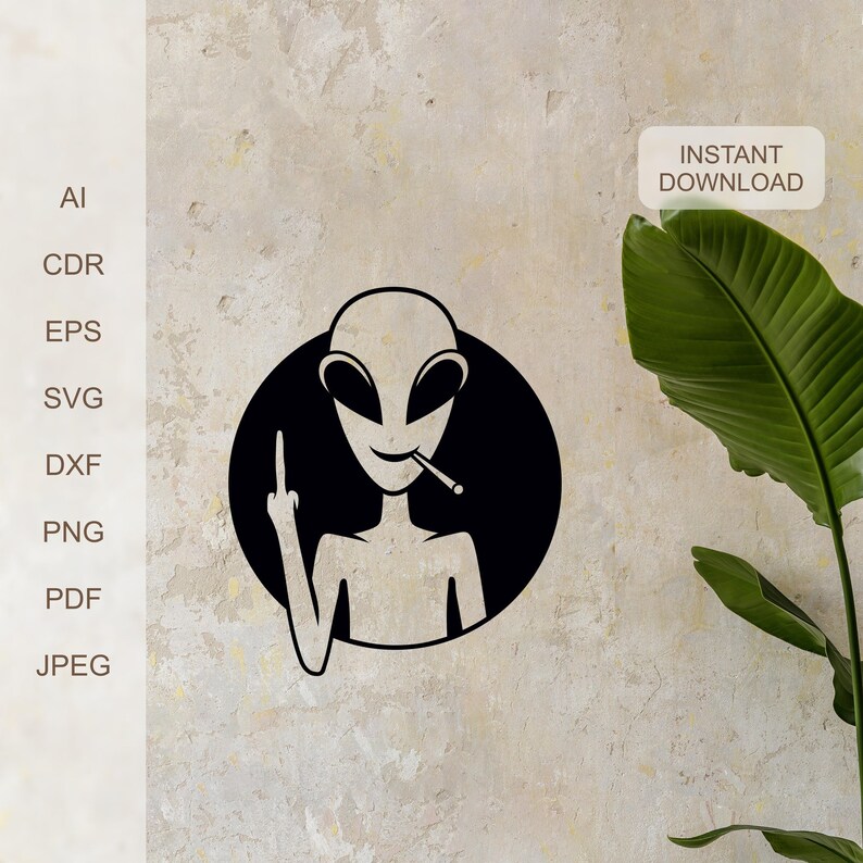 Alien Showing Middle Finger Svg DXF Laser Cut Files Svg Files - Etsy ...