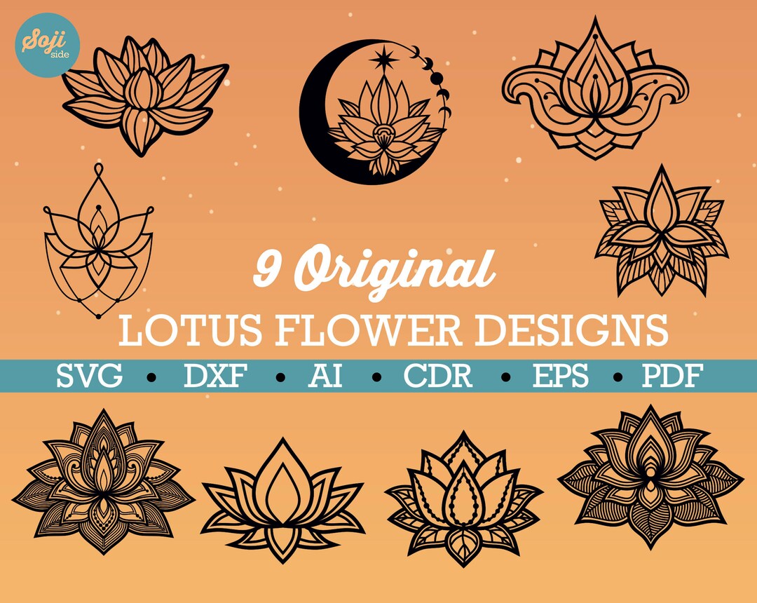Lotus Flower Svg Bundle Mandala Dxf Laser Cut Files Lotus Svg Files for ...
