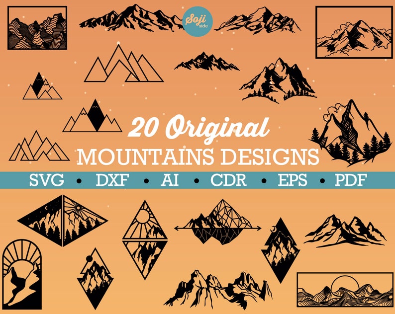 Mountain Svg Bundle Mountains Dxf Laser Cut File Mountain Svg - Etsy