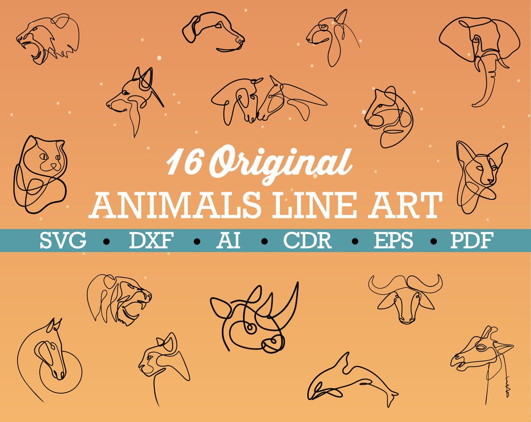 Animals Svg Bundle Line Art Dxf Laser Cut Files Cat Svg Files for ...