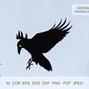 Flying Raven Svg Dxf Laser Cut Files Crow Svg Files for Cricut Dxf for ...