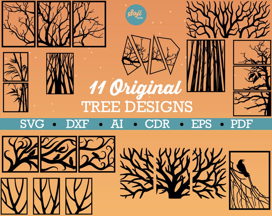 Tree Branches Svg Bundle Trees Dxf Laser Cut Files Tree Svg Files for ...