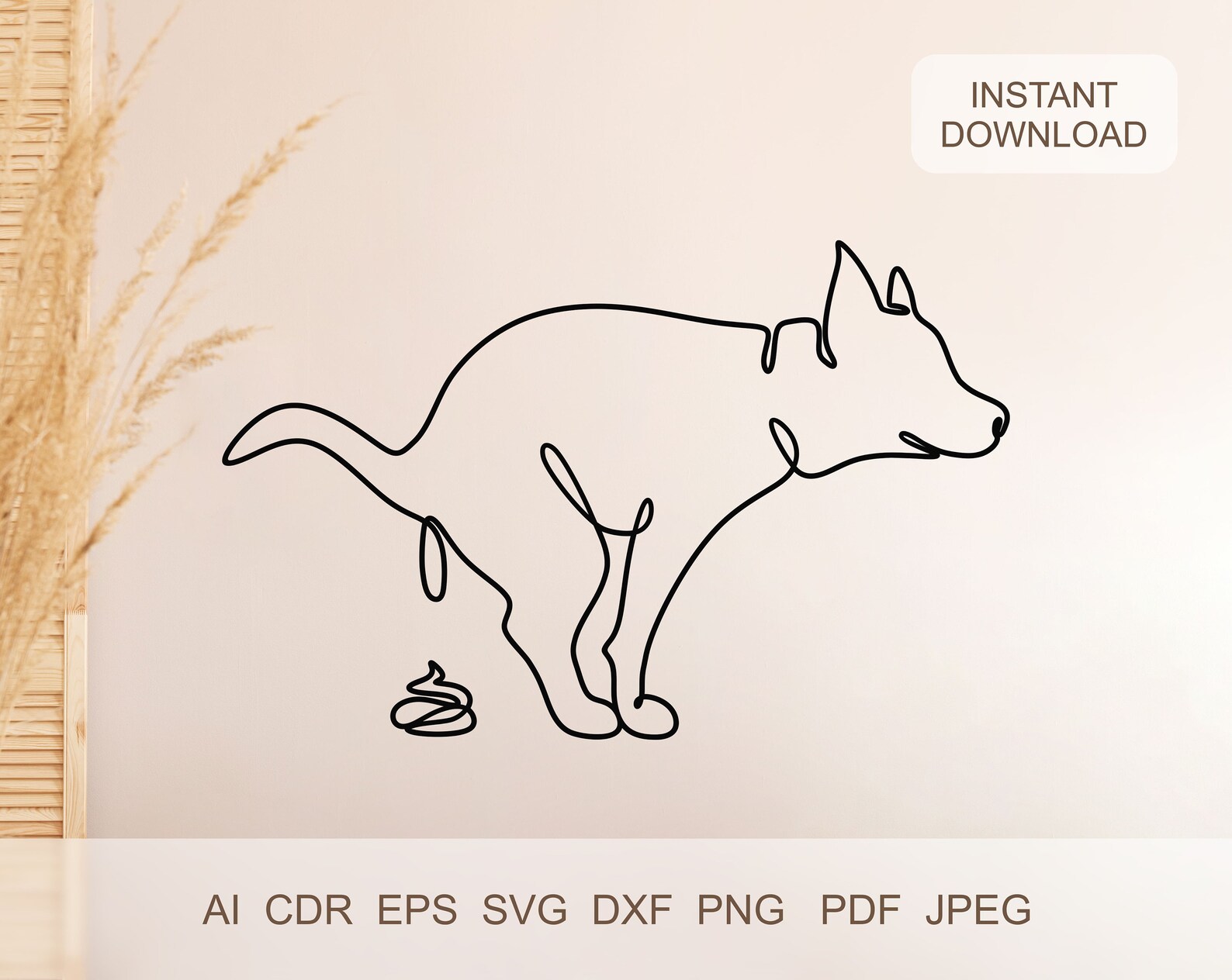 Pooping Dog Line Art Svg Dxf Laser Cut File Animal Wall Art - Etsy
