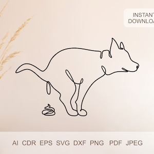 Pooping Dog Line Art Svg Dxf Laser Cut File Animal Wall Art Svg Files ...