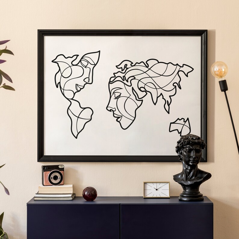 Cara mundo mapa svg dxf archivos de corte láser Archivos Svg - Etsy España