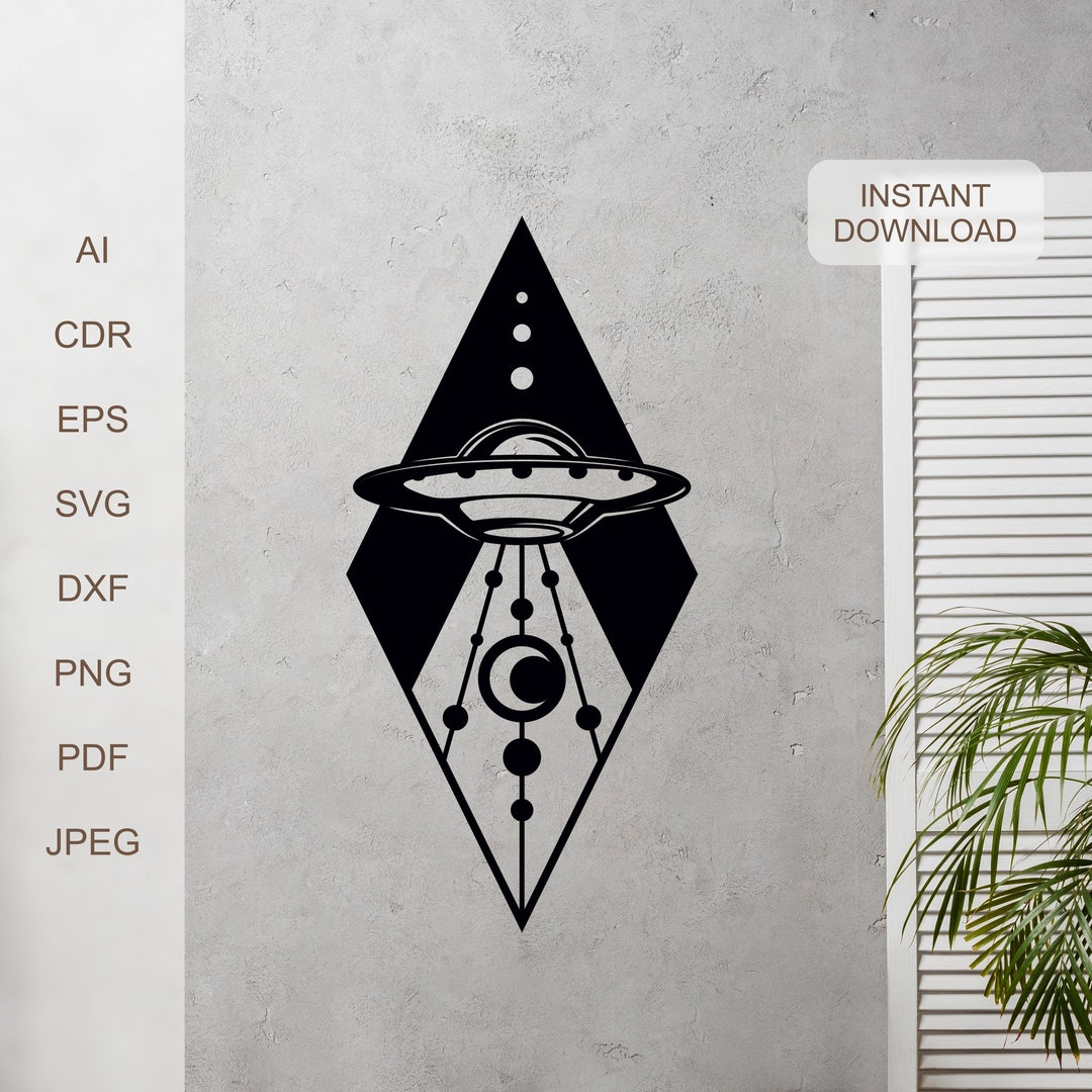 Alien Abduction Svg Dxf Laser Cut Files Flying Disc Svg Files for ...