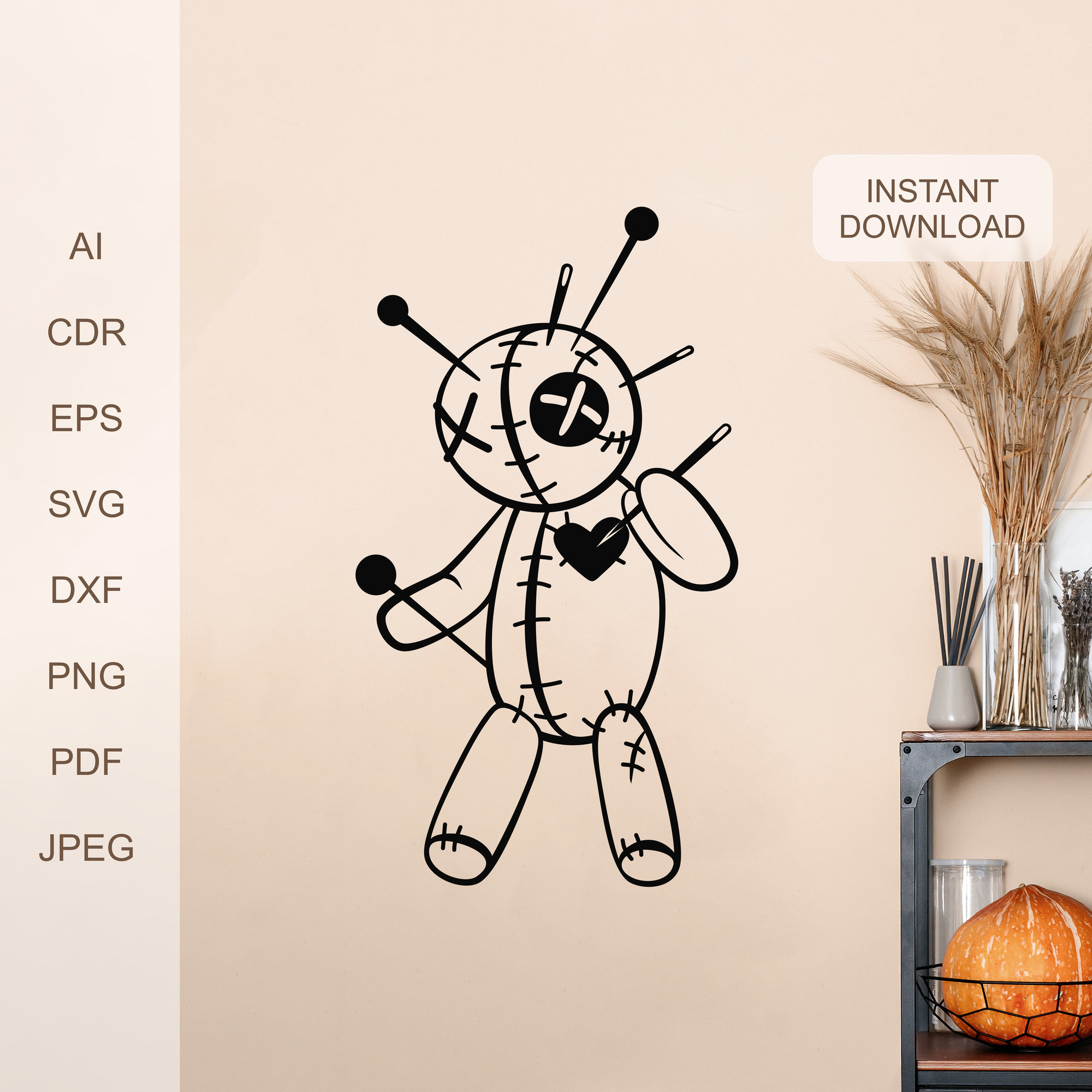 Voodoo Doll SVG Dxf Laser Cut Files Vector for Cricut Wall Art - Etsy ...