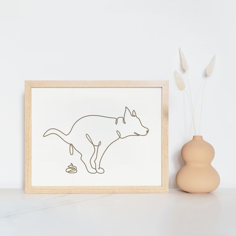 Pooping Dog Line Art Svg Dxf Laser Cut File Animal Wall Art - Etsy