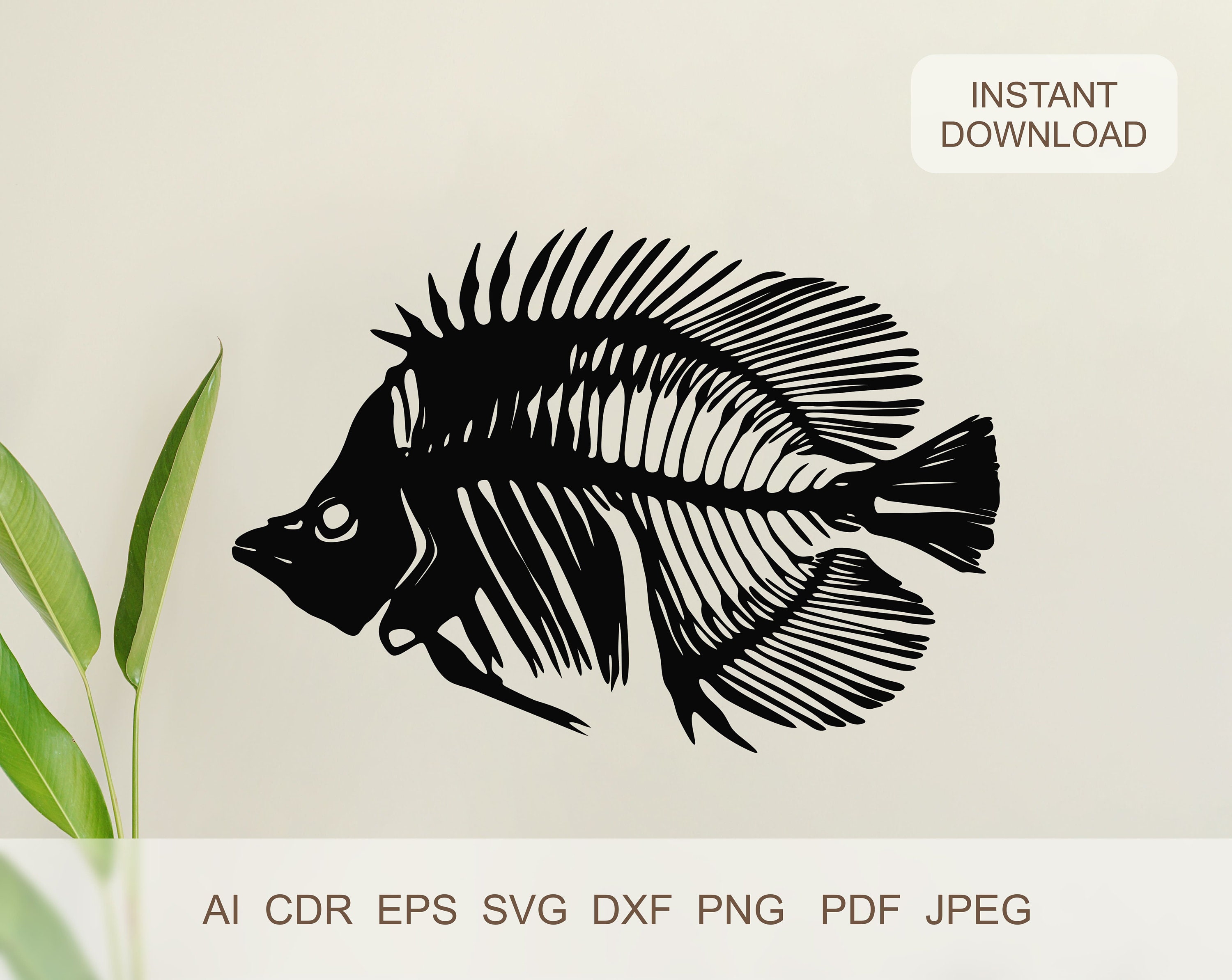 Fish Skeleton Svg Dxf Pdf Laser Cut Files Svg File for Cricut - Etsy ...