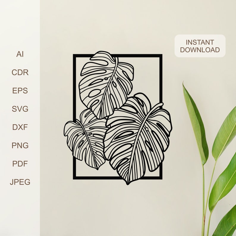 Monstera Leaves Svg DXF Pdf Eps File Laser Cut Files Svg Files - Etsy