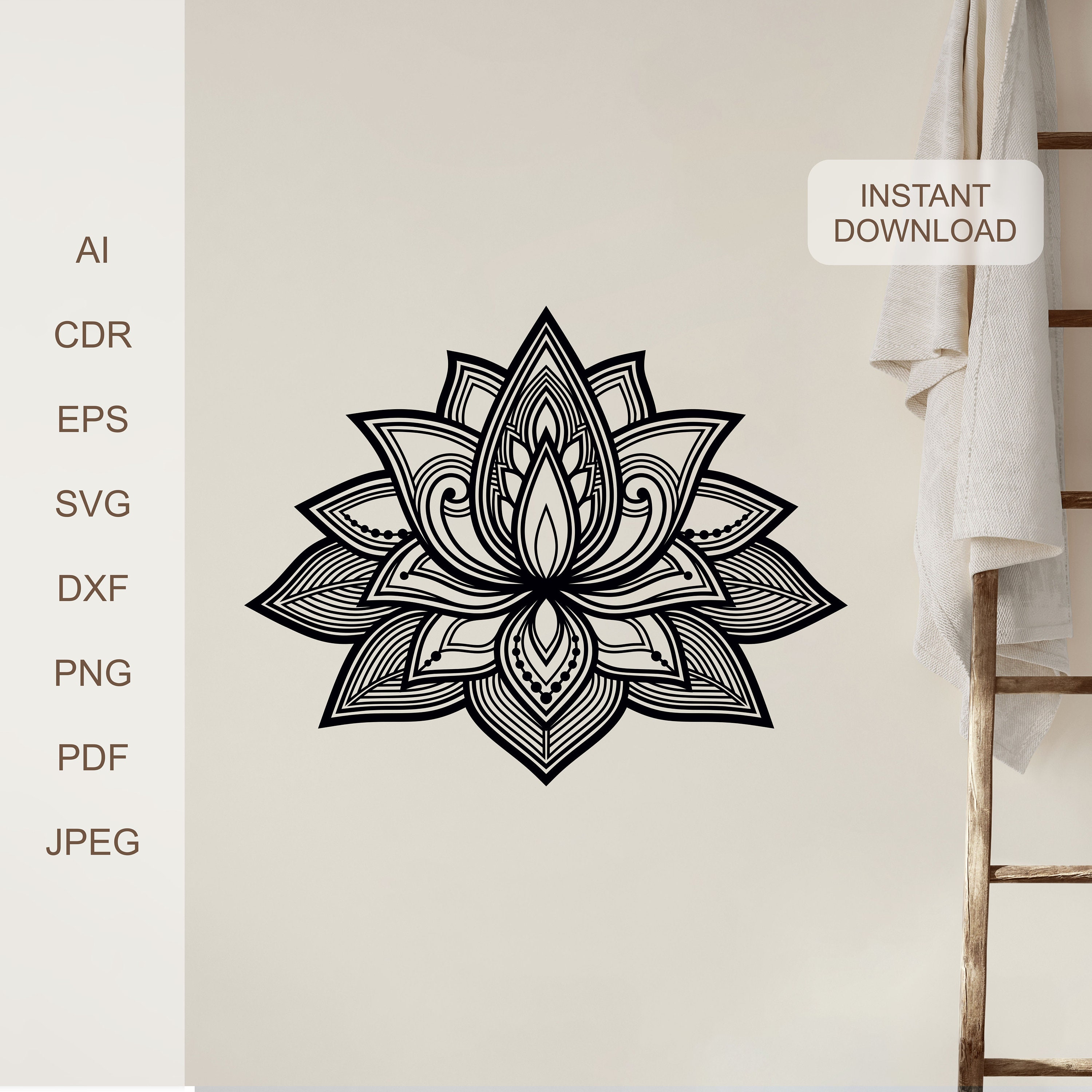 Lotus Flower DXF Laser Cut Files Lotus Mandala Svg Files for - Etsy Canada