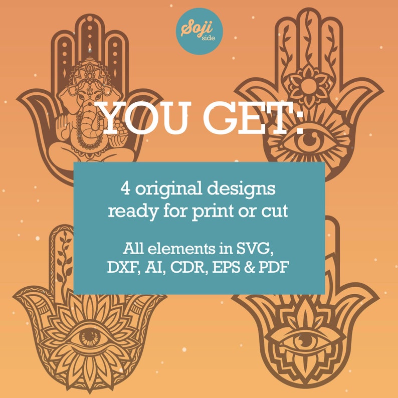 Hamsa Hand Svg Bundle Mandala Dxf Laser Cut Files Ganesha Svg - Etsy
