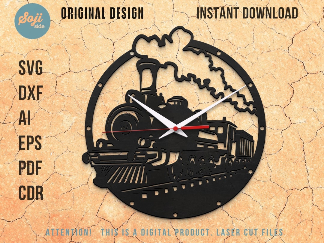 Wall Clock Face SVG DXF Ready Laser Cut Files Locomotive Svg - Etsy UK