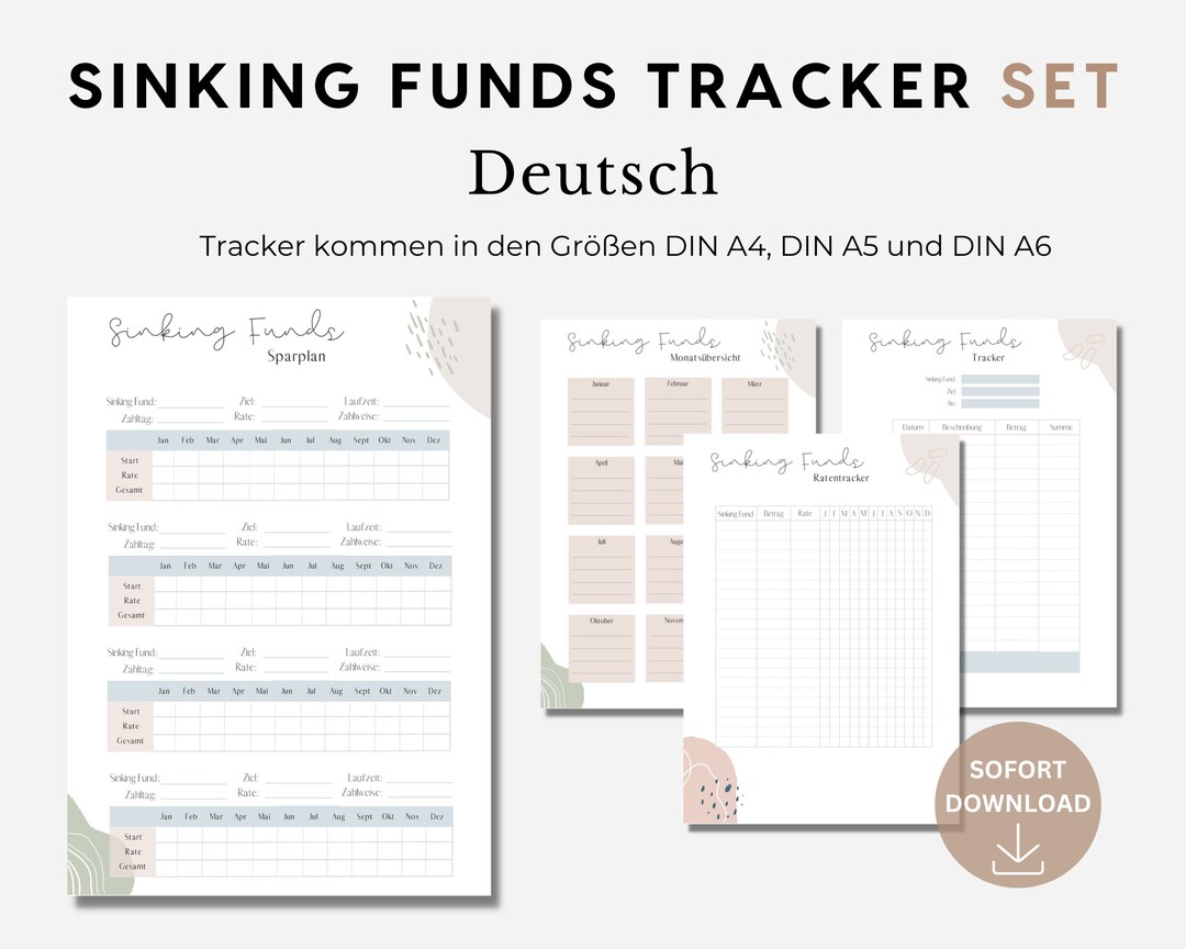 Sinking Funds Tracker Set Vorlagen Umschlagmethode und Budgetbinder A4 ...
