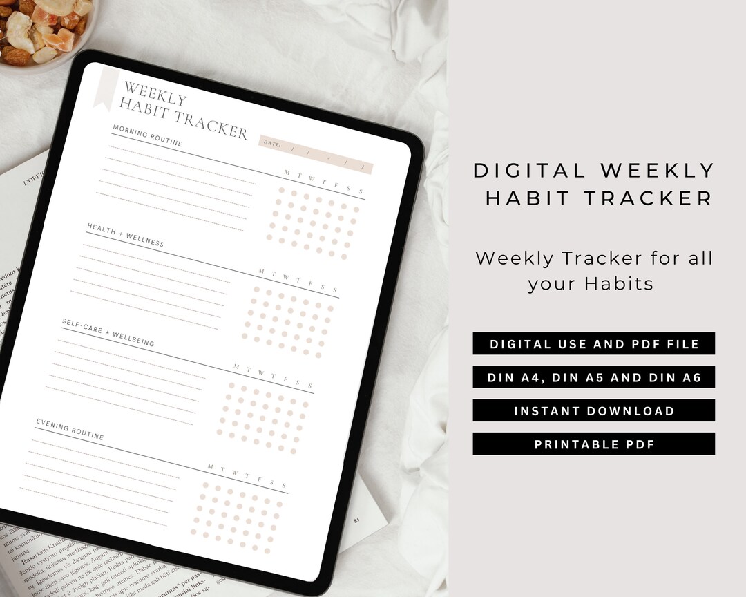 Weekly Habit Tracker Digital Track Your Daily Habits Challenge Tracker ...