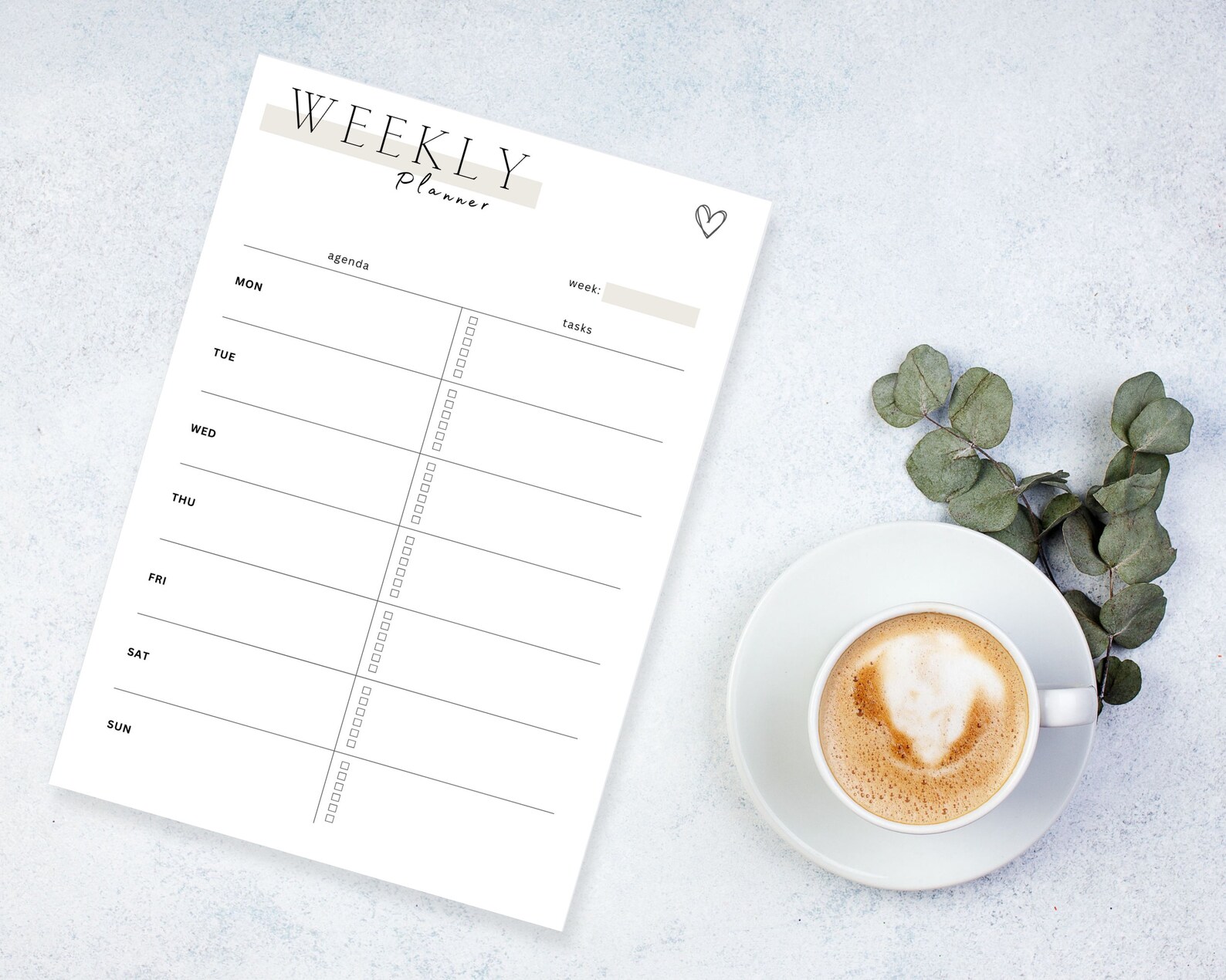 Weekly Planner Printable Minimal Calendar A4 and A5 Digital Download ...