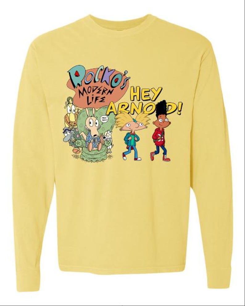 Vintage Washed 90s Rocko's Modern Life Hey Arnold Mash up Long Sleeve ...
