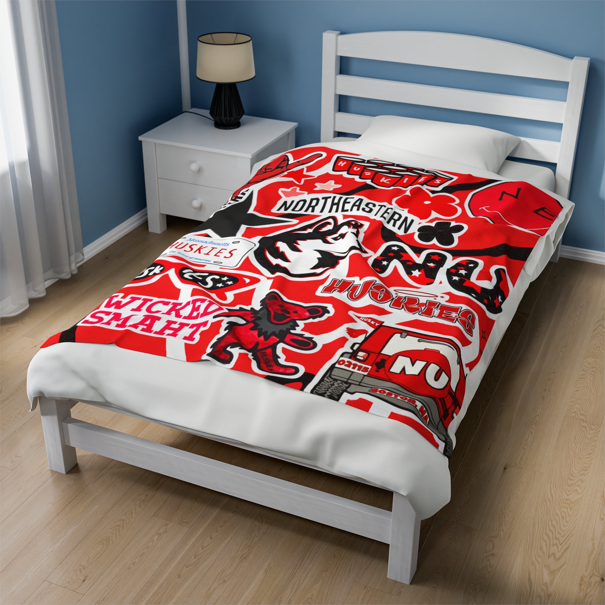 Northeastern University Bed Party Velveteen Plush Blanket - Etsy