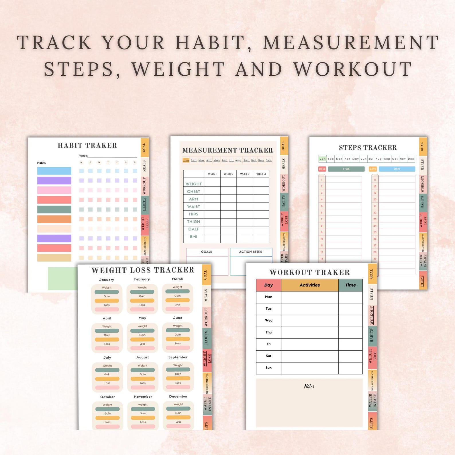 Digital Fitness Planner | Fitness Tracker | Habit Tracker | Weight Loss ...