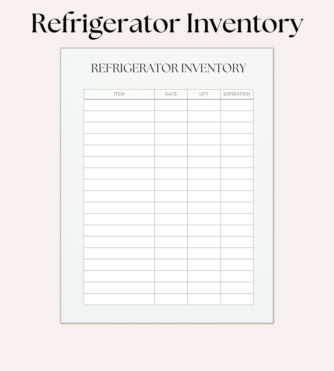 Refrigerator Inventory Printable - Instant Download - US Letter, A4, A5 ...