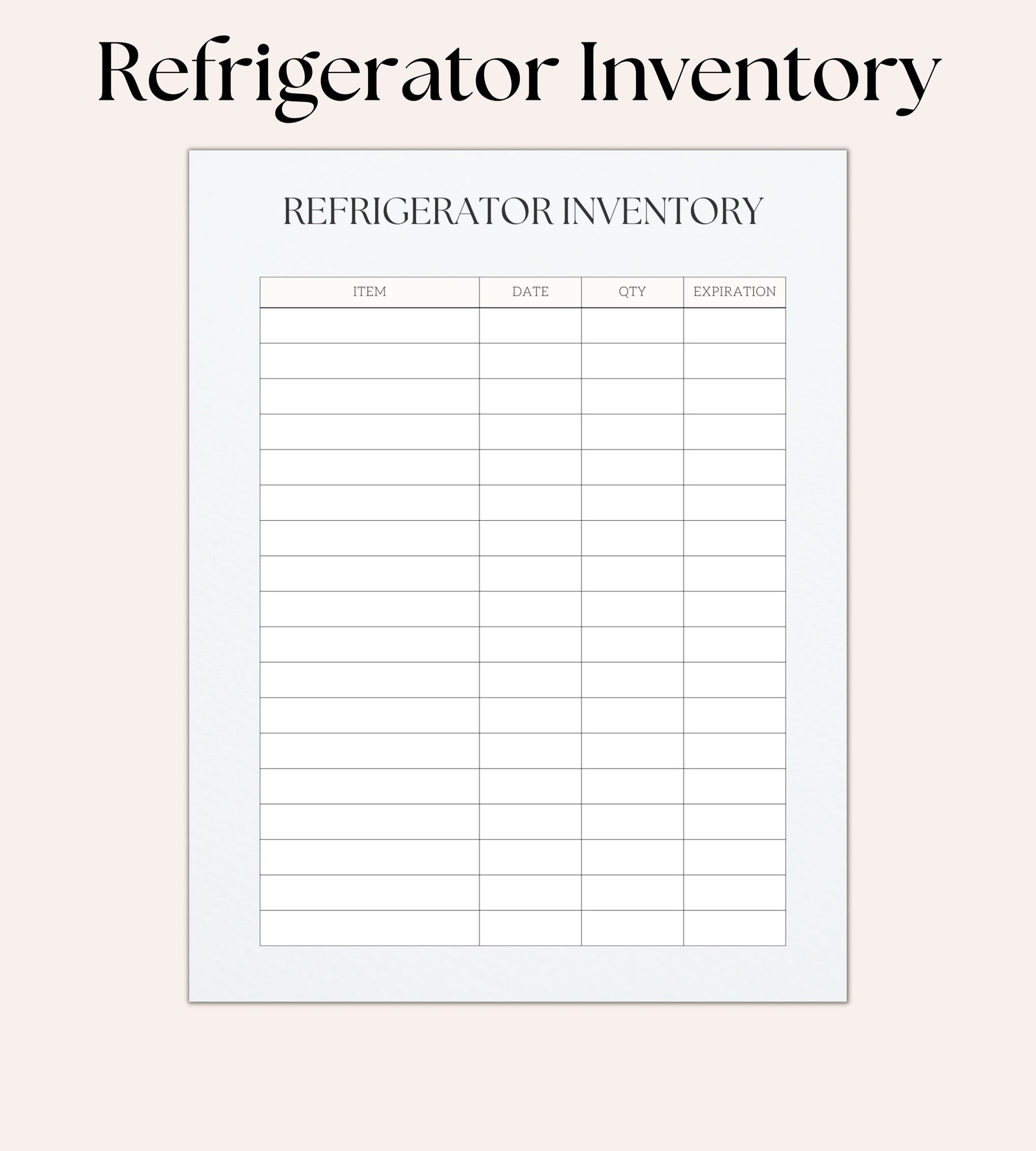 Refrigerator Inventory Printable - Instant Download - US Letter, A4, A5 ...