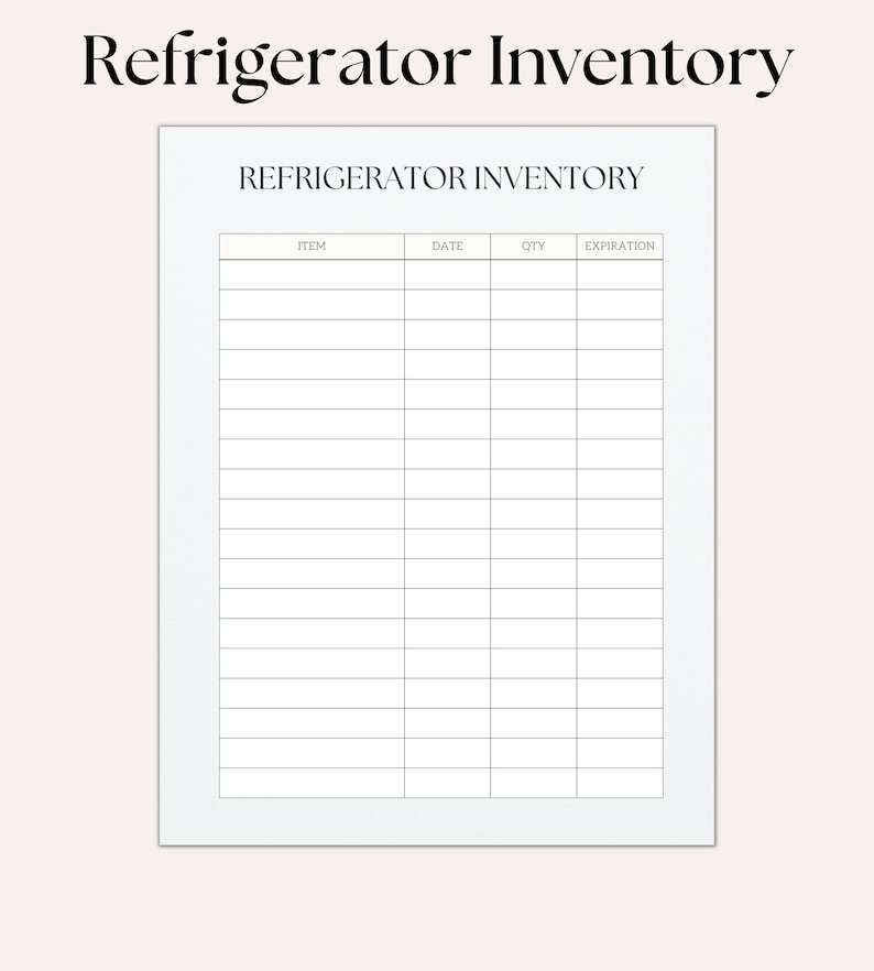 Refrigerator Inventory Printable - Instant Download - US Letter, A4, A5 ...