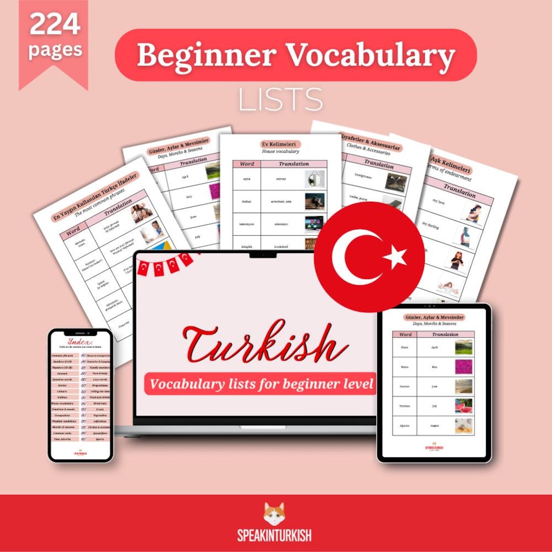 Turkish Vocabulary Lists for Beginners: Learn Essential Words (PDF ...
