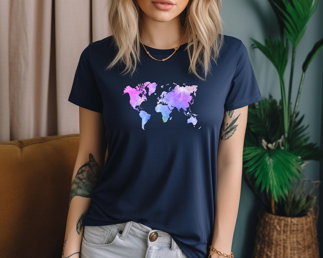 World Map Watercolor Tshirt Geography Fan Gift Proud Geography - Etsy