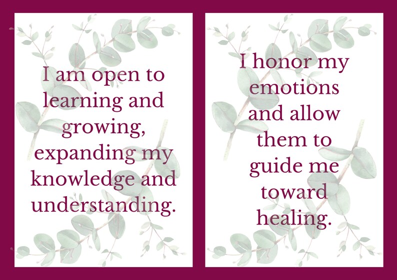 50 Inspirational Affirmations Printable Flashcards Peer Support Tools ...