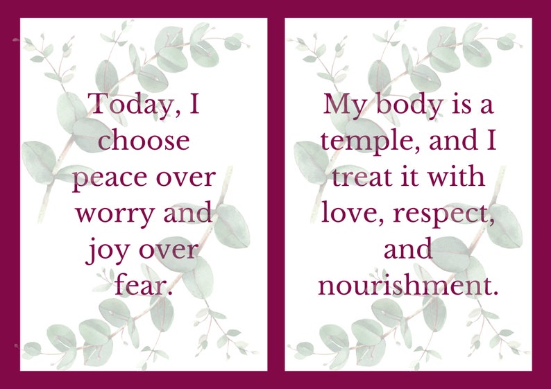 50 Inspirational Affirmations Printable Flashcards Peer Support Tools ...