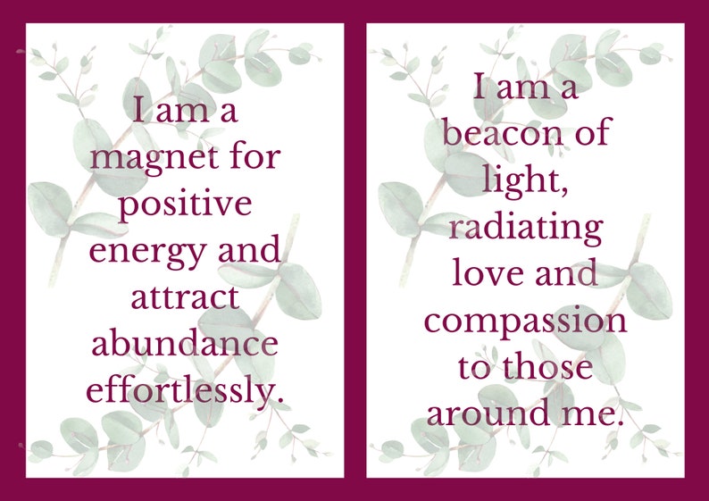 50 Inspirational Affirmations Printable Flashcards Peer Support Tools ...