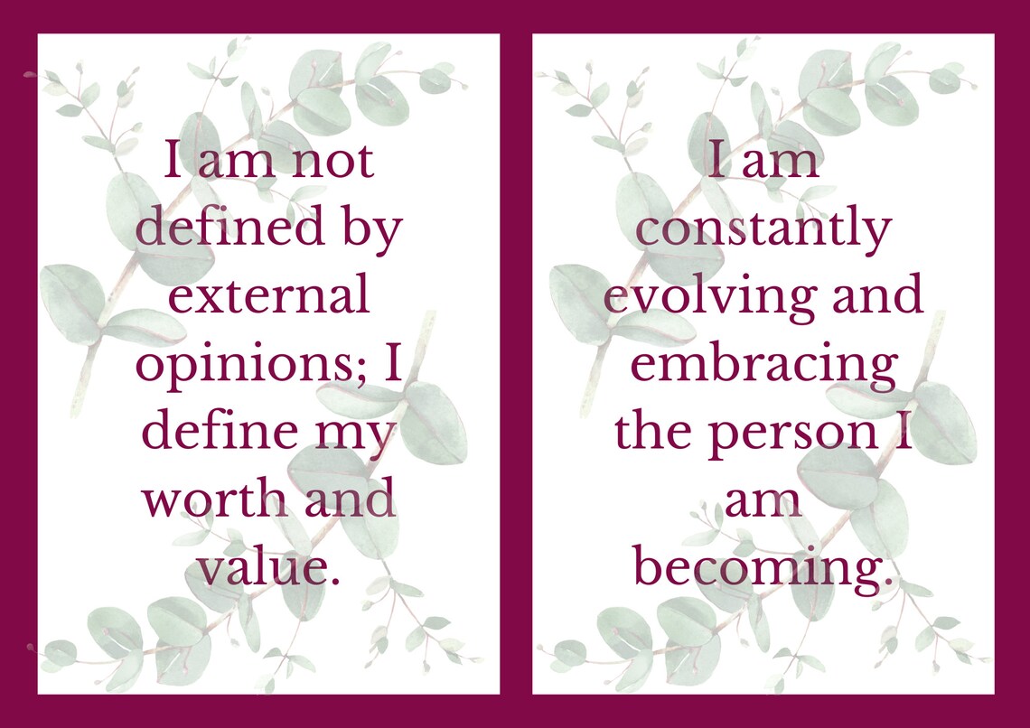 50 Inspirational Affirmations Printable Flashcards Peer Support Tools ...