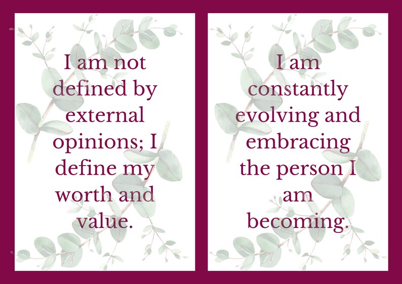 50 Inspirational Affirmations Printable Flashcards Peer Support Tools ...