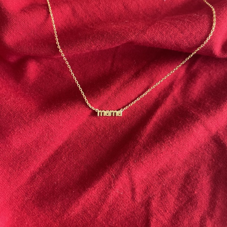Gold Name Plate Necklace Personalized Mama Jewelry Customizable X-mas ...