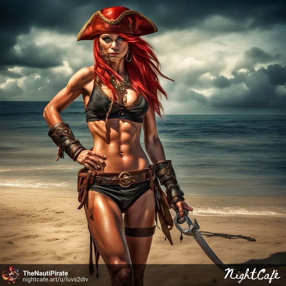 Sexy Pirate Bikini Girl Tattoo Redhead Digital Download High Resolution Image. High Resolution Photo Prints Also Available. Message me