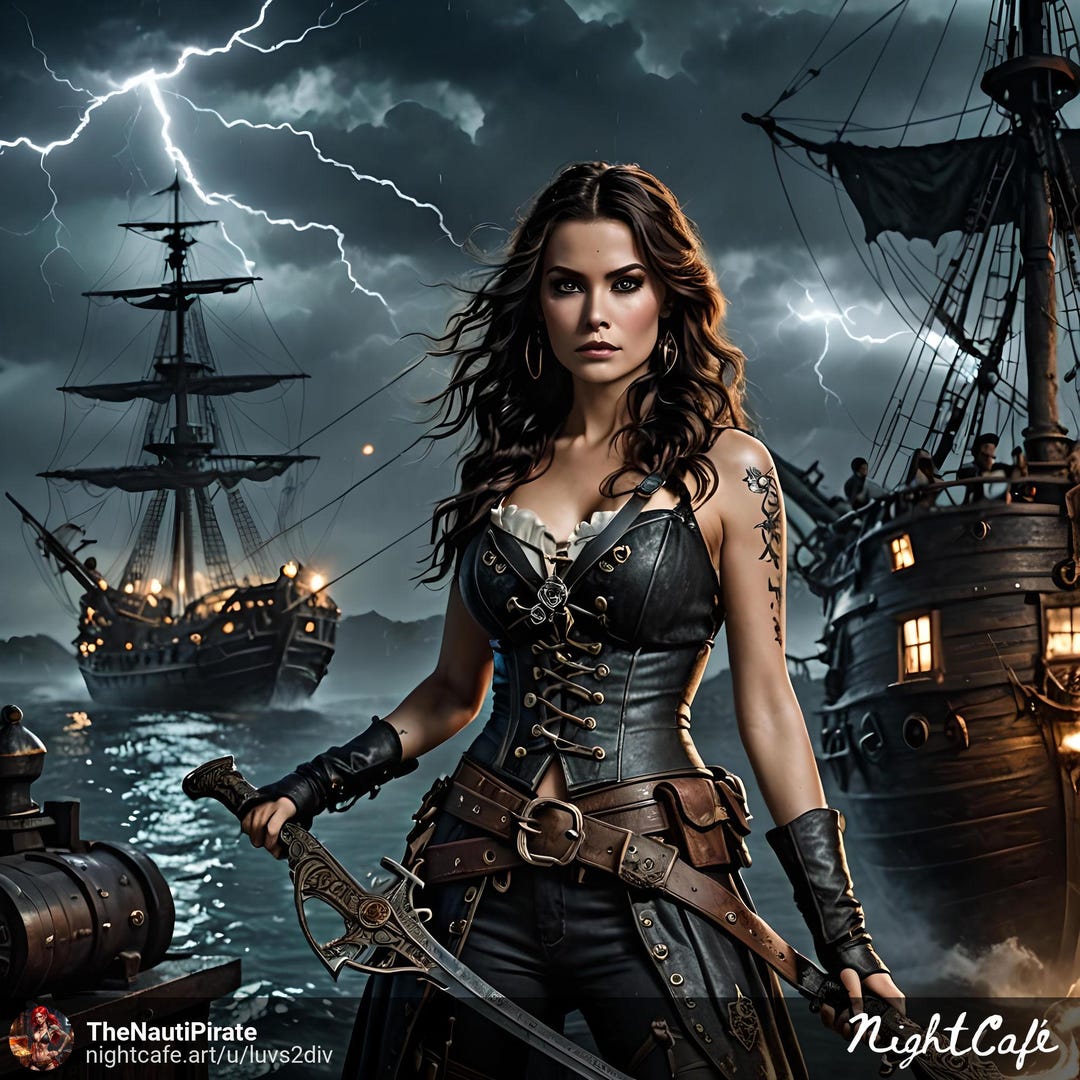 Sexy Pirate Captain Girl & Ship Digital Download 8K High Resolution ...