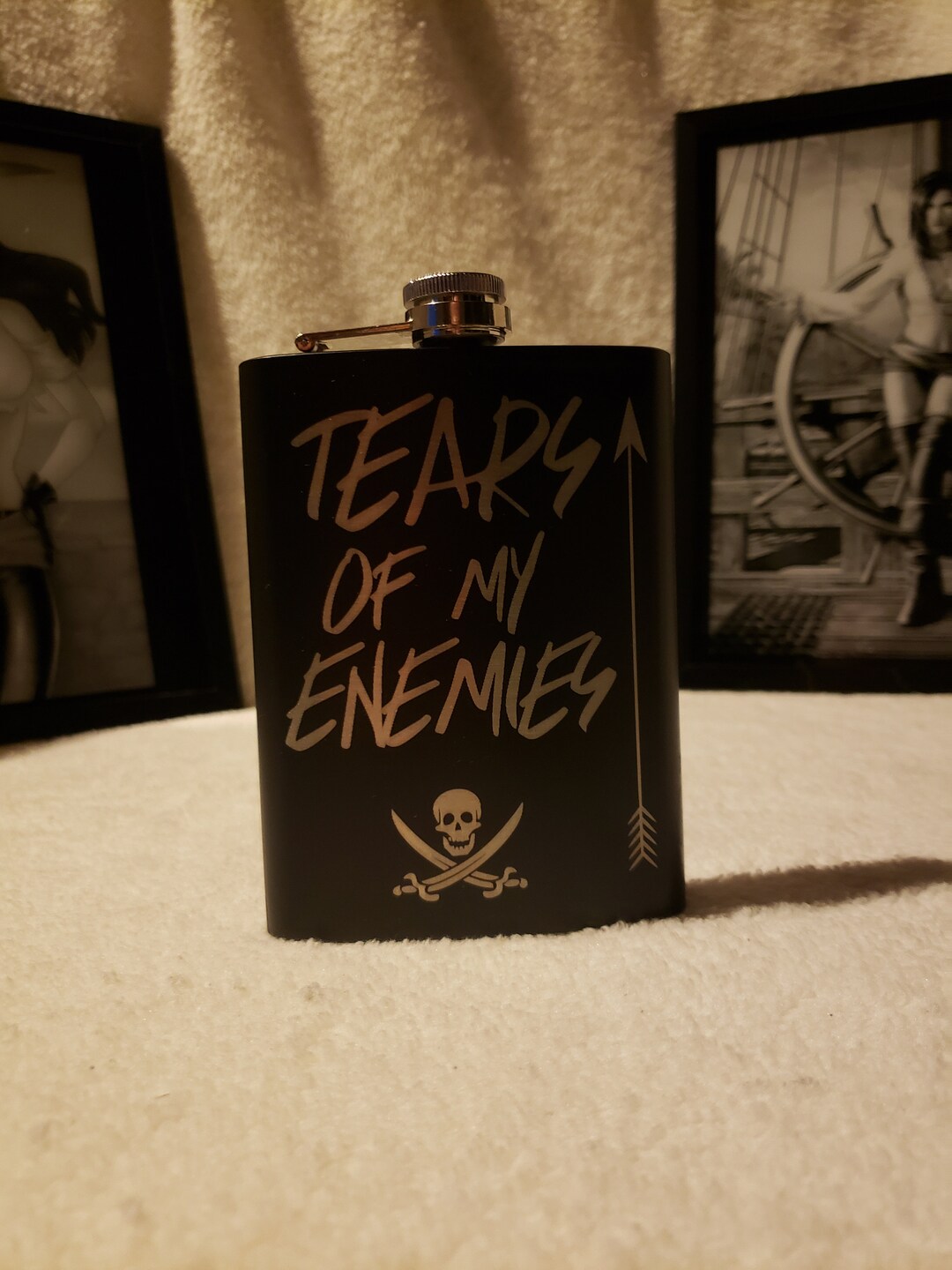 8oz Stainless Black Flask. Tears of My Enemies.... - Etsy