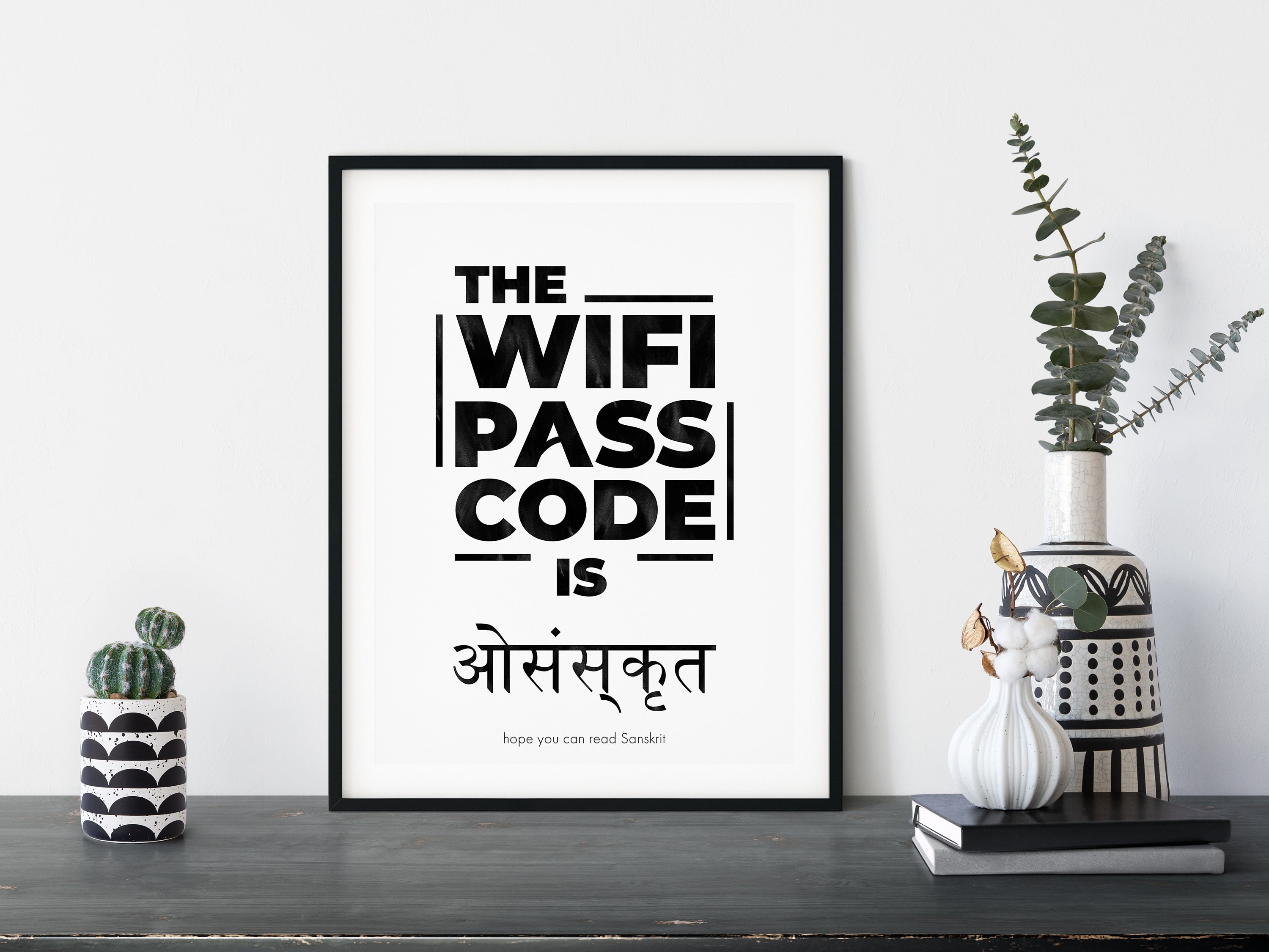 Funny Welcome Sign, Wifi Password Sign, Black and White Wall Art for ...