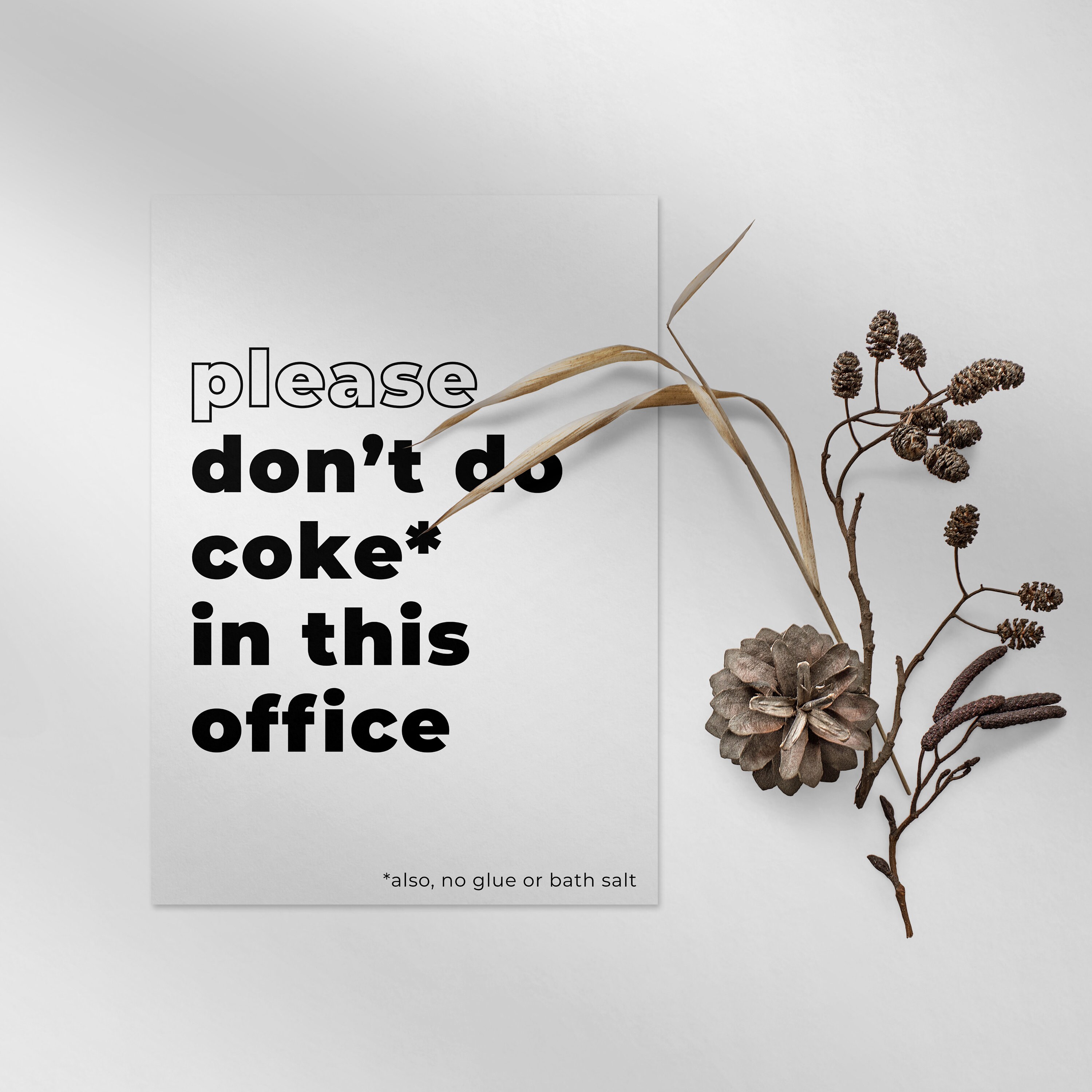 Please Don't Do Coke in This Office Funny Office Poster - Etsy