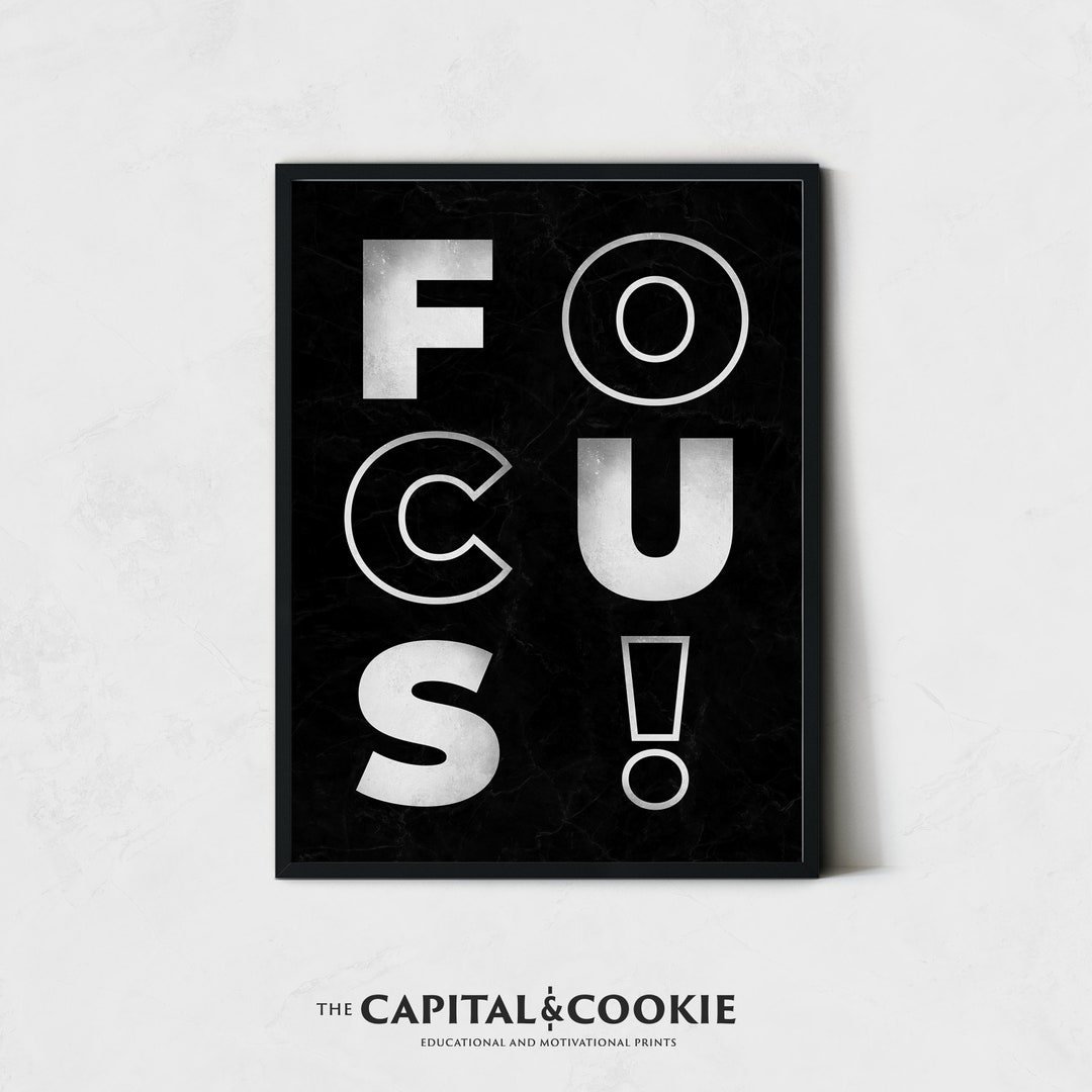 Focus Motivational Wall Art, Modern Home Office Decor, Inspirational ...