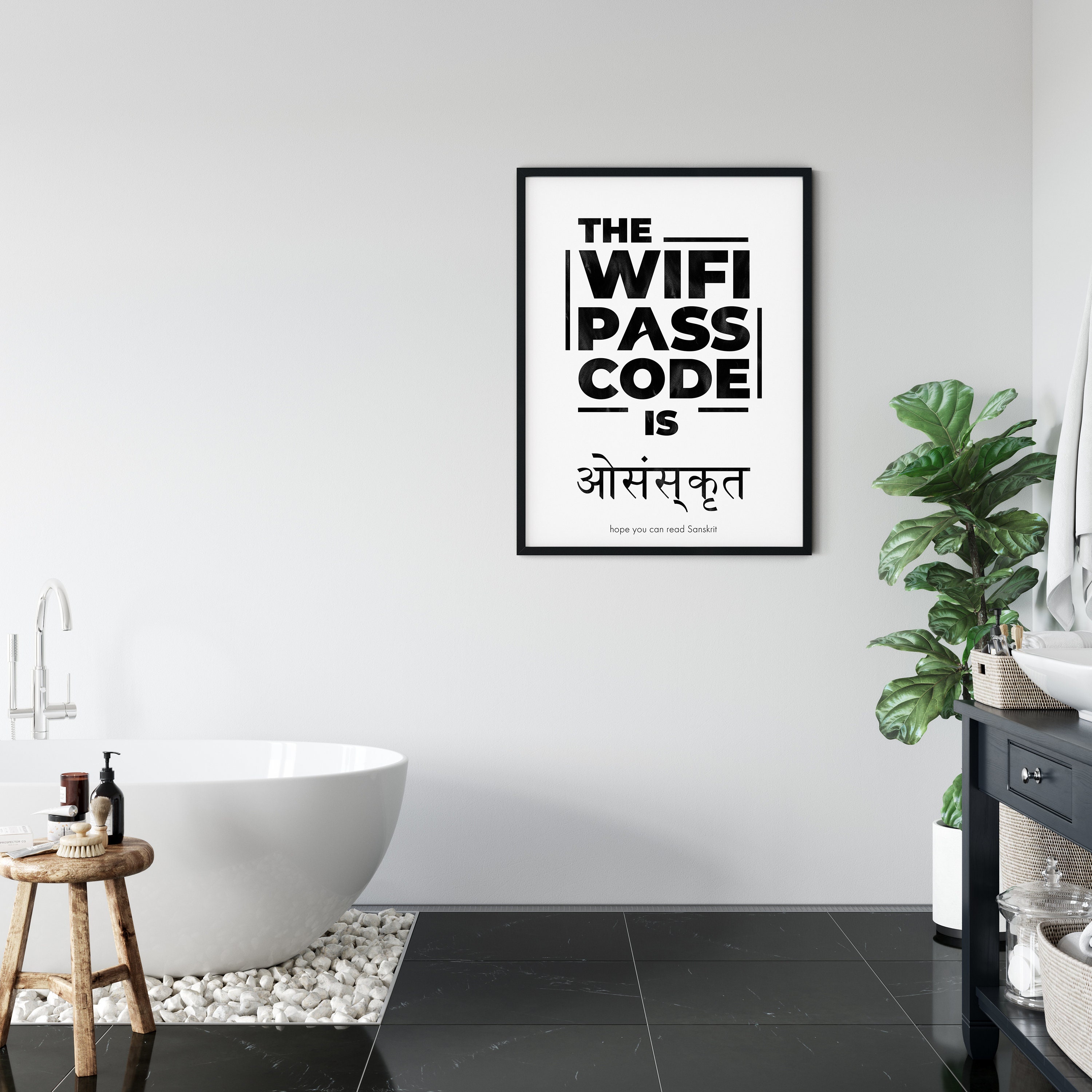 Funny Welcome Sign, Wifi Password Sign, Black and White Wall Art for ...