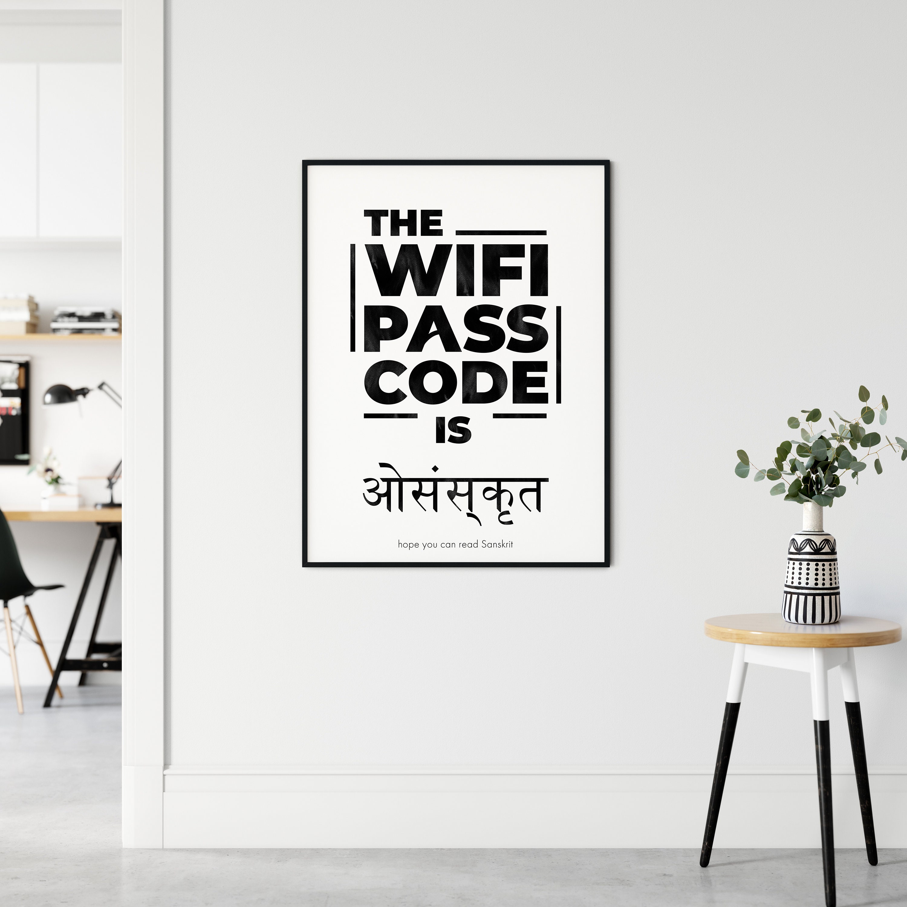 Funny Welcome Sign, Wifi Password Sign, Black and White Wall Art for ...