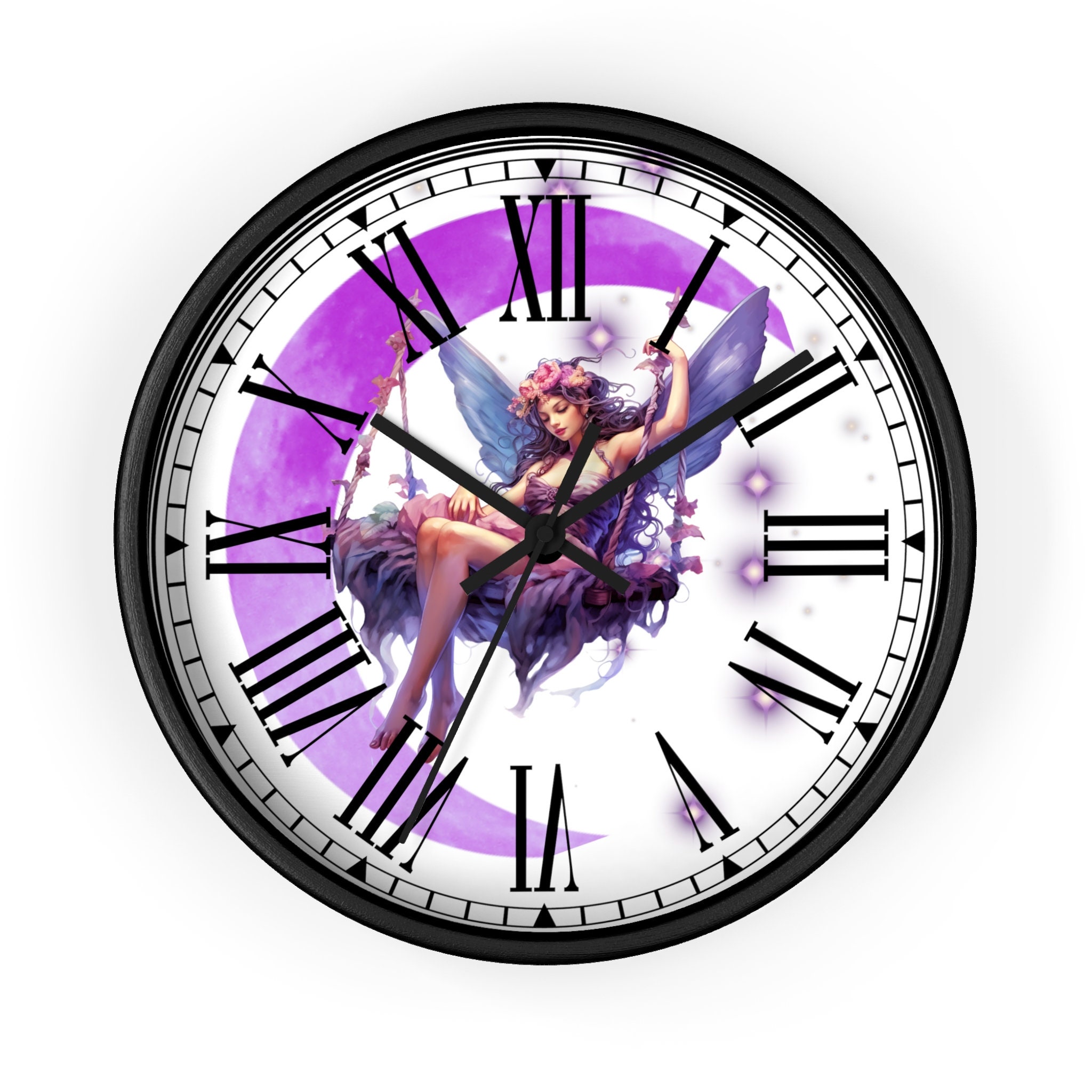Purple Fairy Moon Wall Clock Fantasy Home Decor - Etsy