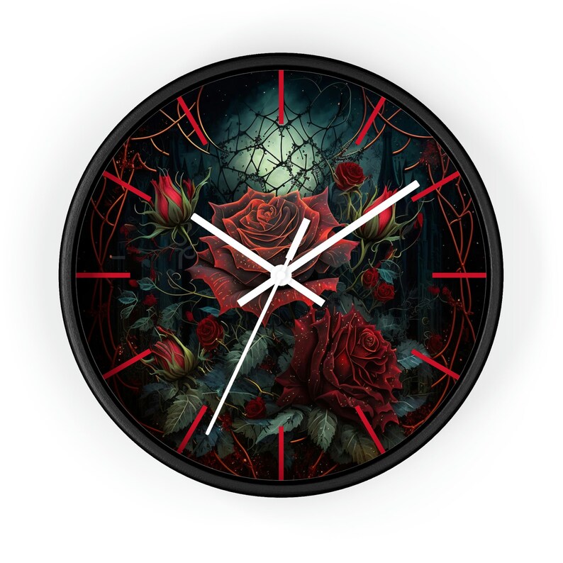 Gothic Roses Wall Clock, Fantasy, Home Decor, Gothic, Goth - Etsy