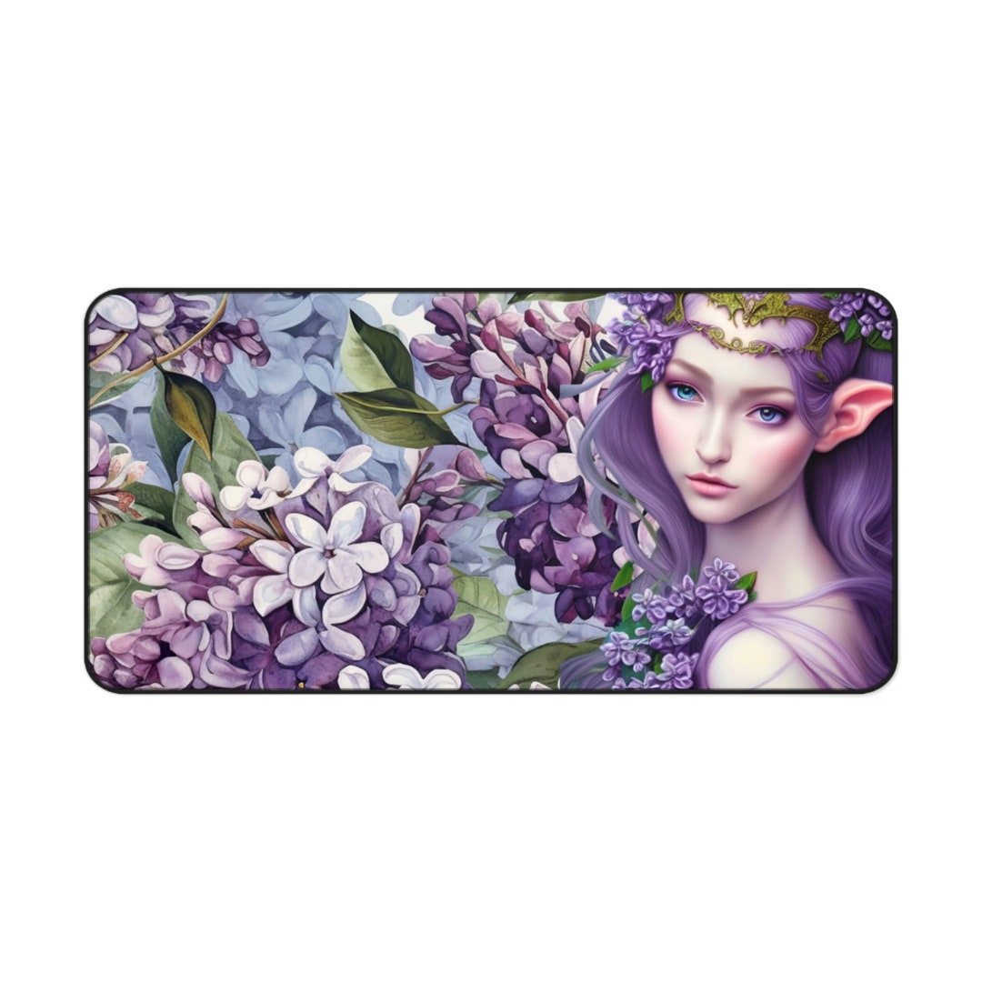 Fairy and Lilacs, Desk Mat, Flowers, Fantasy, Office Decor, Home Decor ...