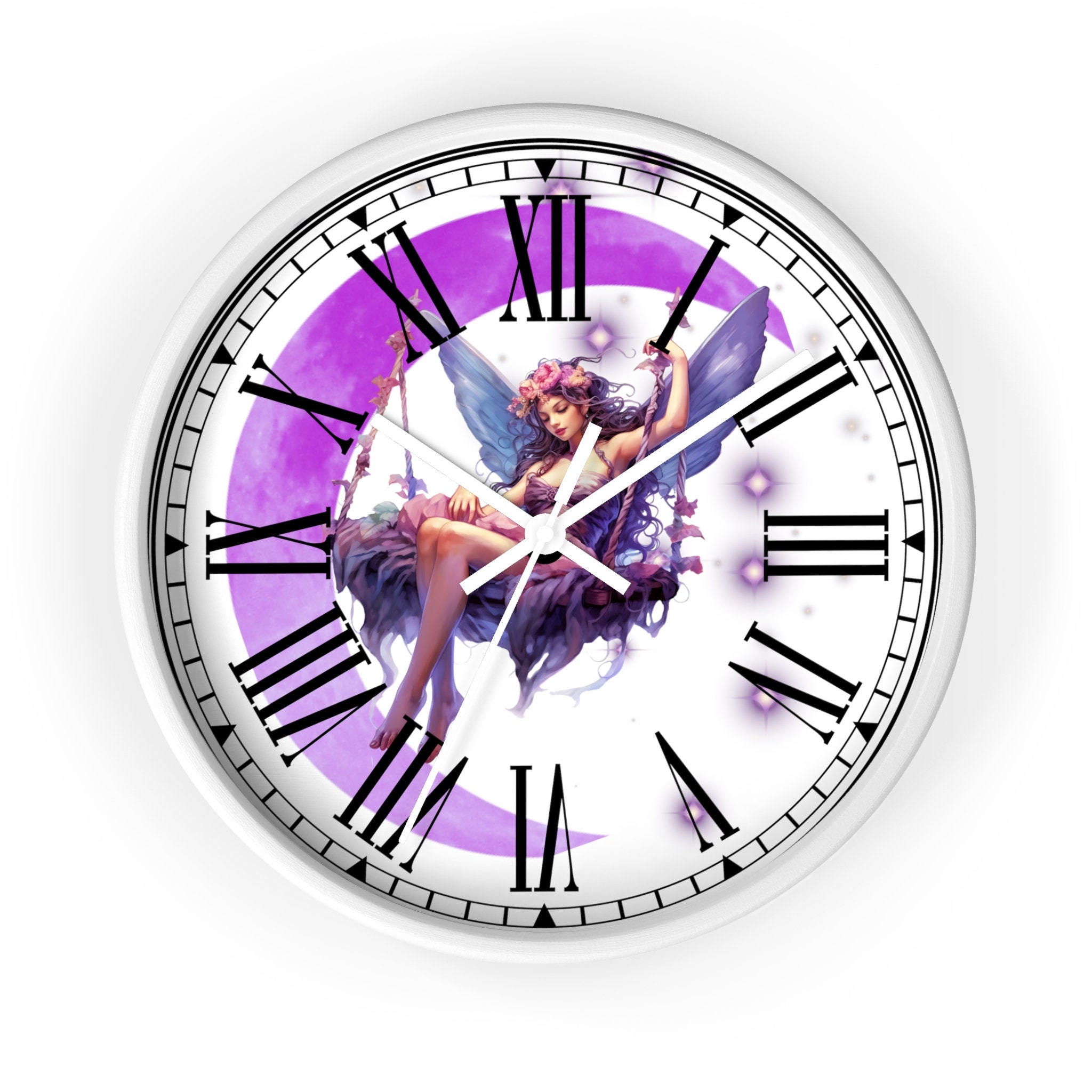 Purple Fairy Moon Wall Clock Fantasy Home Decor - Etsy